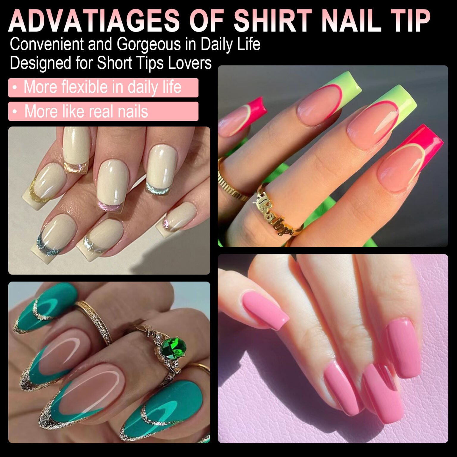 Popular nail art tips, no need for filing or thinning, semi-matte ...
